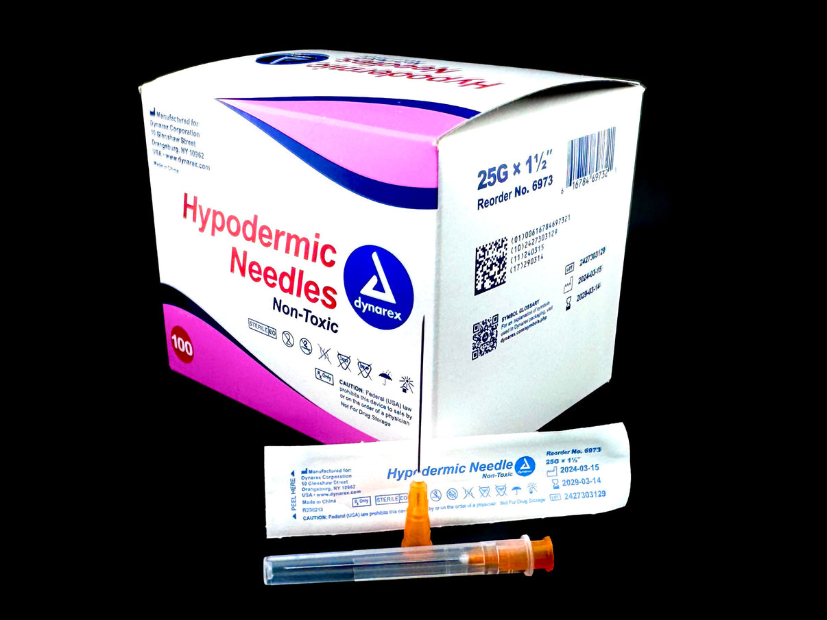 Dynarex Needles 25G 1 1/2" | PeptideTest.com – Peptide Test