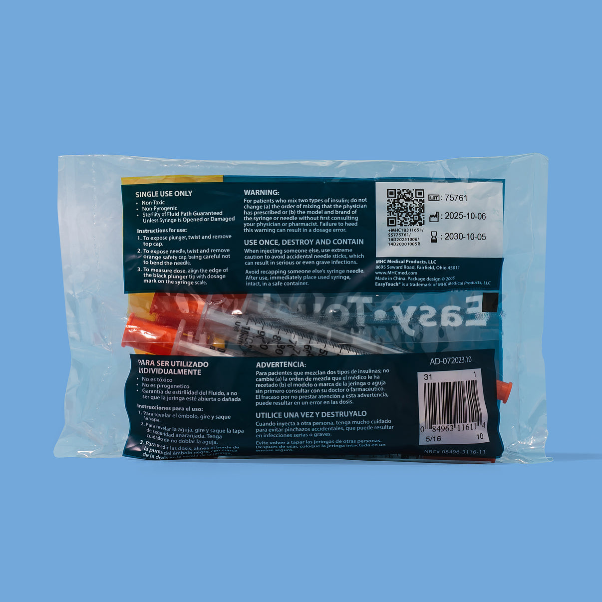 EasyTouch Insulin Syringes 31g 1mL 5/16" – Peptide Test